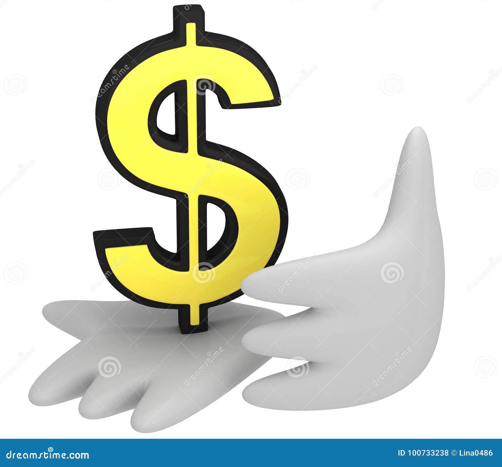 3d dollar sign in hand stock illustration. Illustration of dollar ...