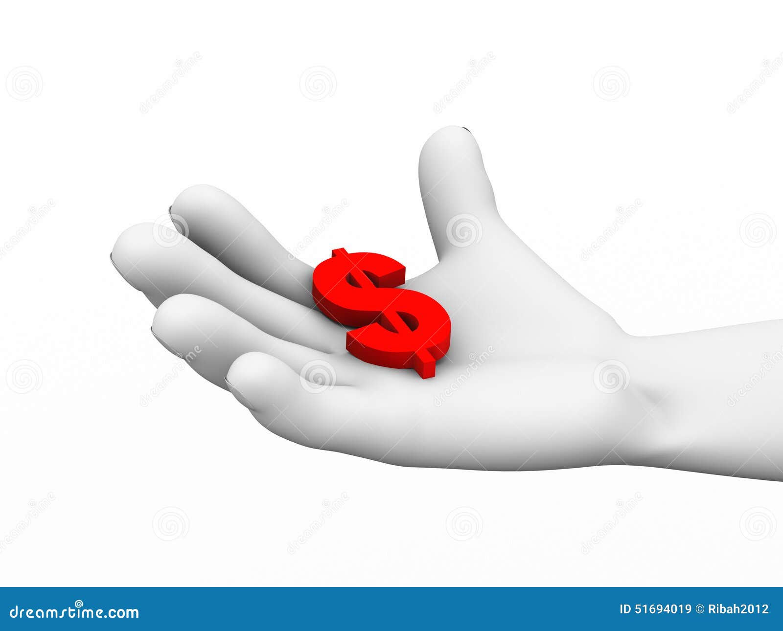 3d dollar sign in hand stock illustration. Illustration of concept ...