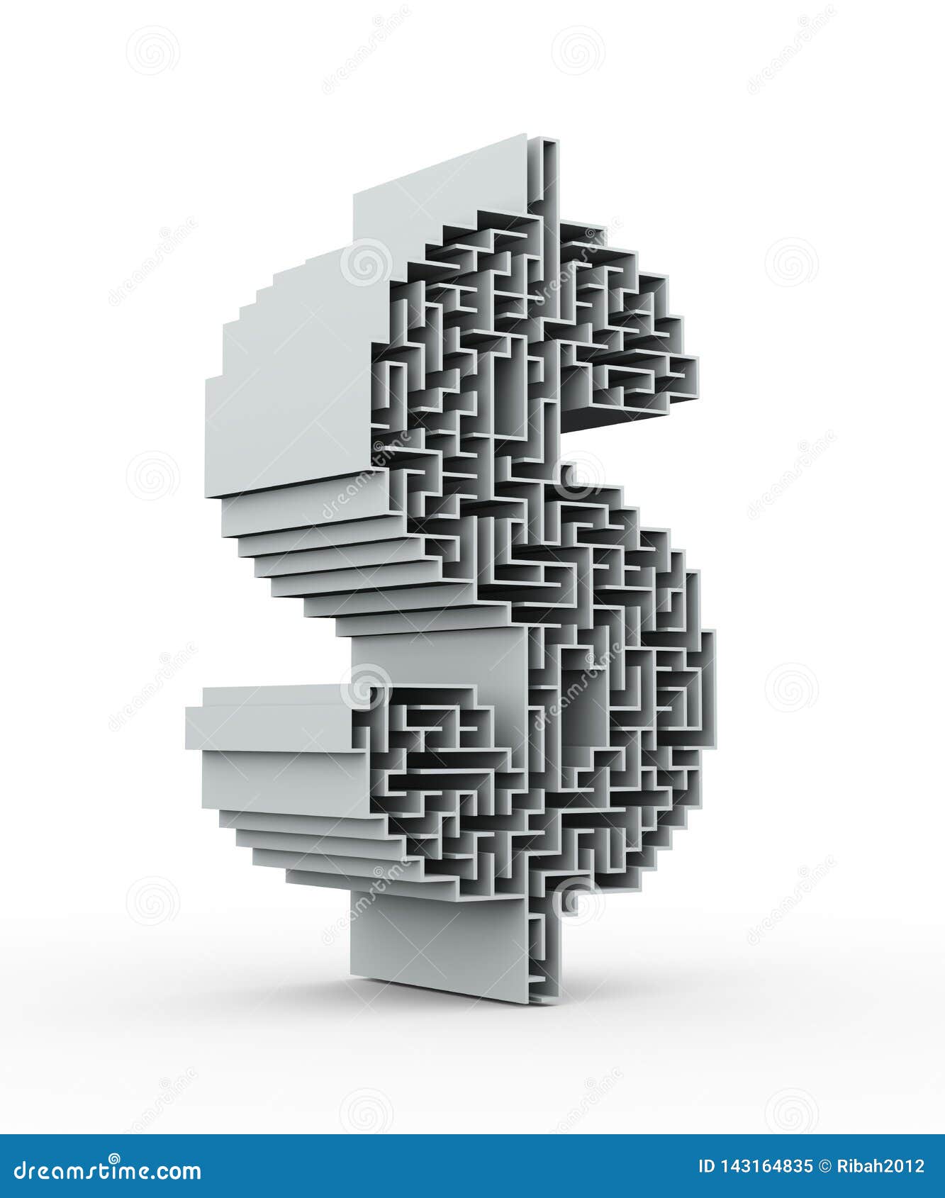 3d Dollar Sign Symbol Maze Puzzle Stock Illustration - Illustration of ...