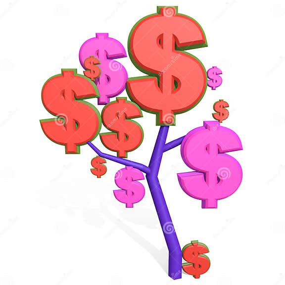 3d dollar sign on a tree stock illustration. Illustration of dimension ...