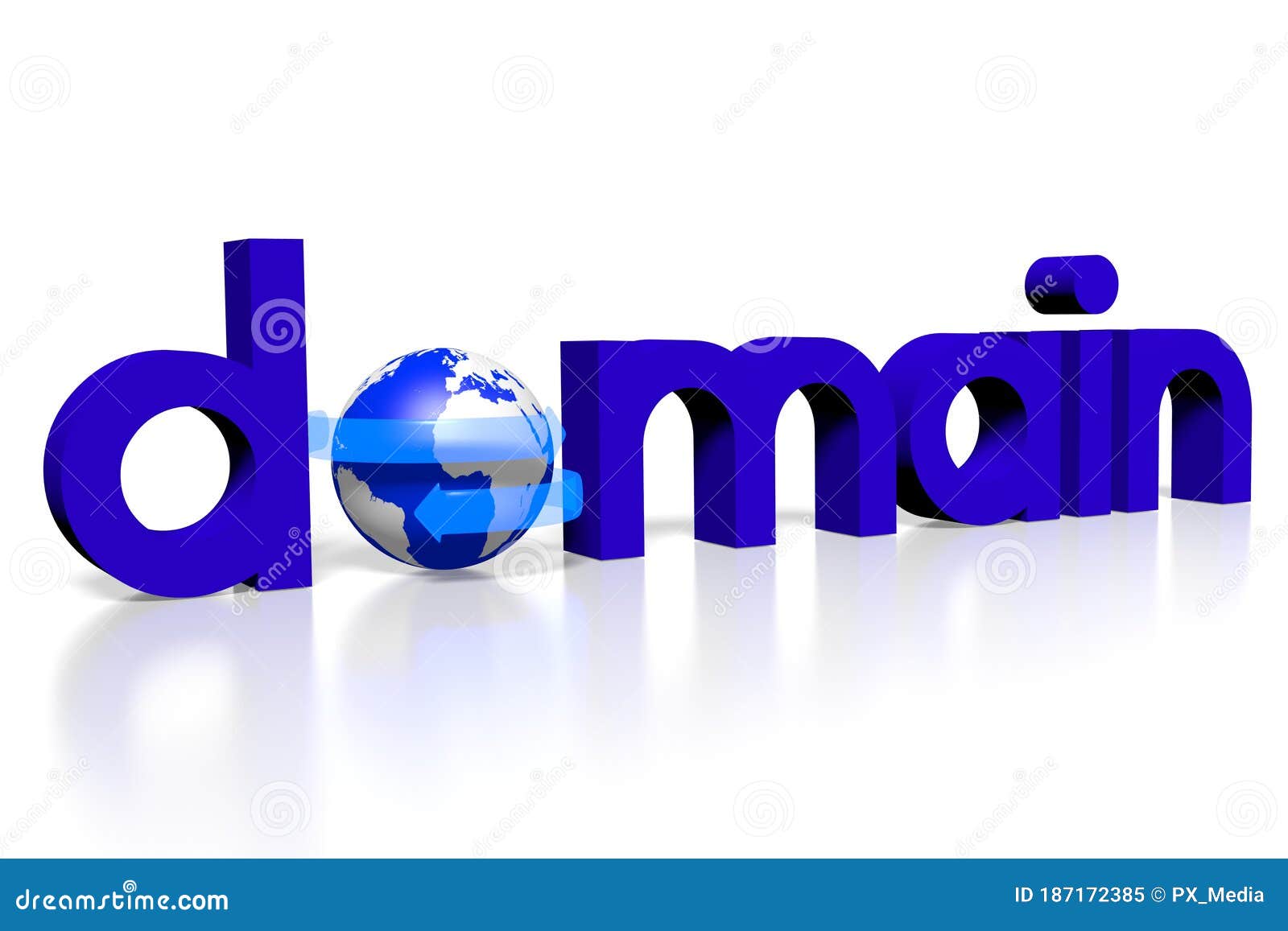 3D Domain / Internet Concept, White Background Stock Illustration ...