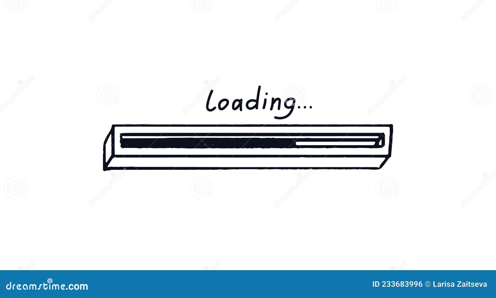 3d Doodle Loading Bar. Hand-drawn 3D Progress Bar. Black On White ...