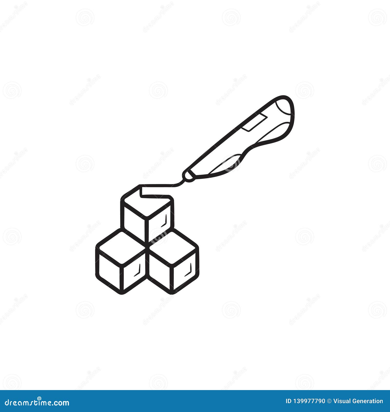 3d Doodler Pen and Cubes Hand Drawn Outline Doodle Icon. Stock Vector ...