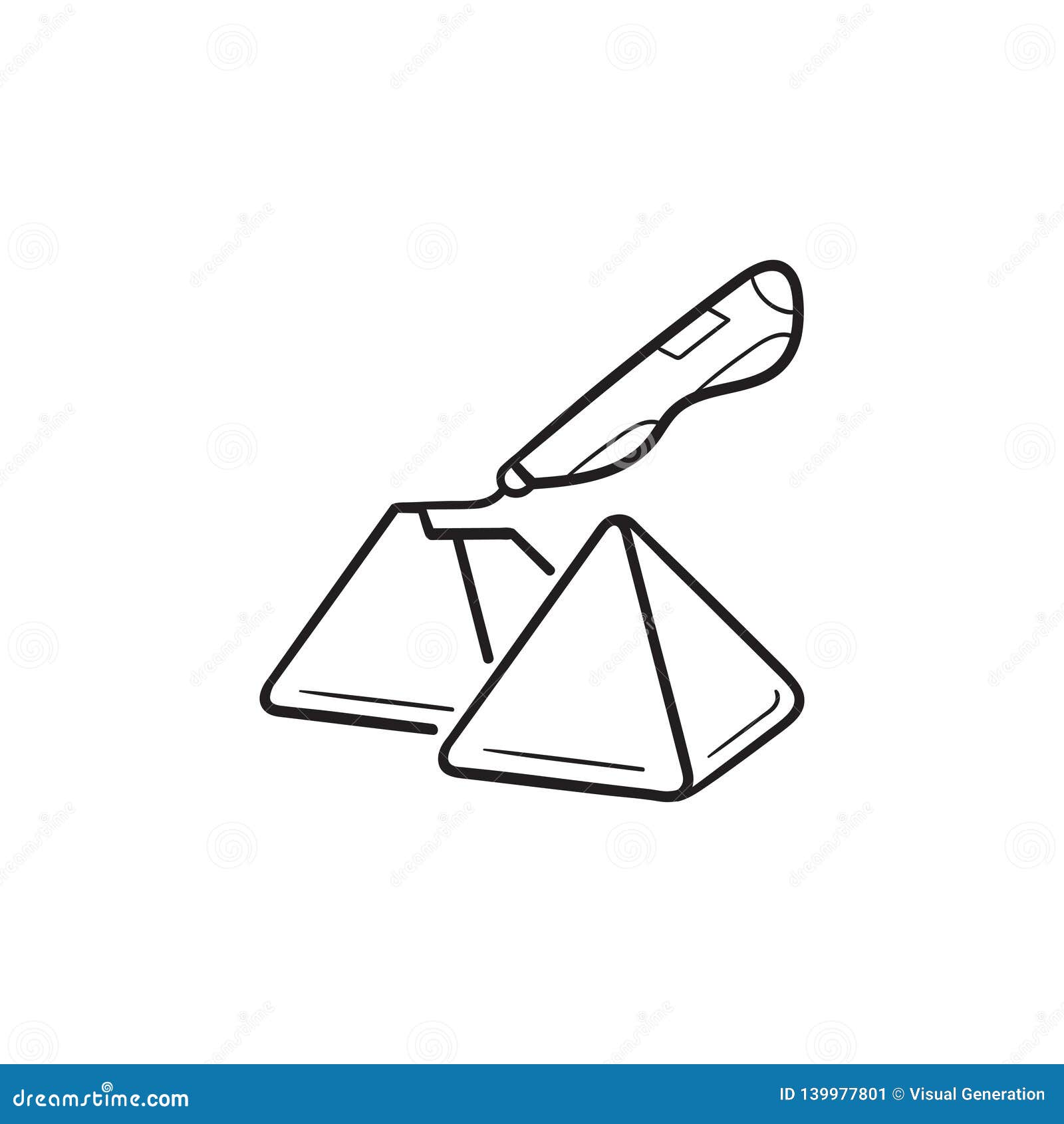 3d Doodler Pen and Pyramids Hand Drawn Outline Doodle Icon. Stock ...