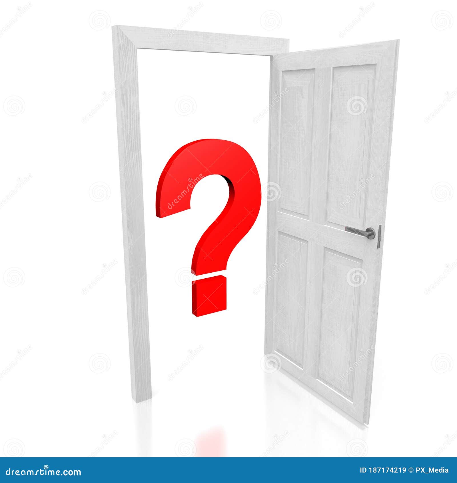 Door, Question Mark Concept - 3D Illustration Stock Illustration ...