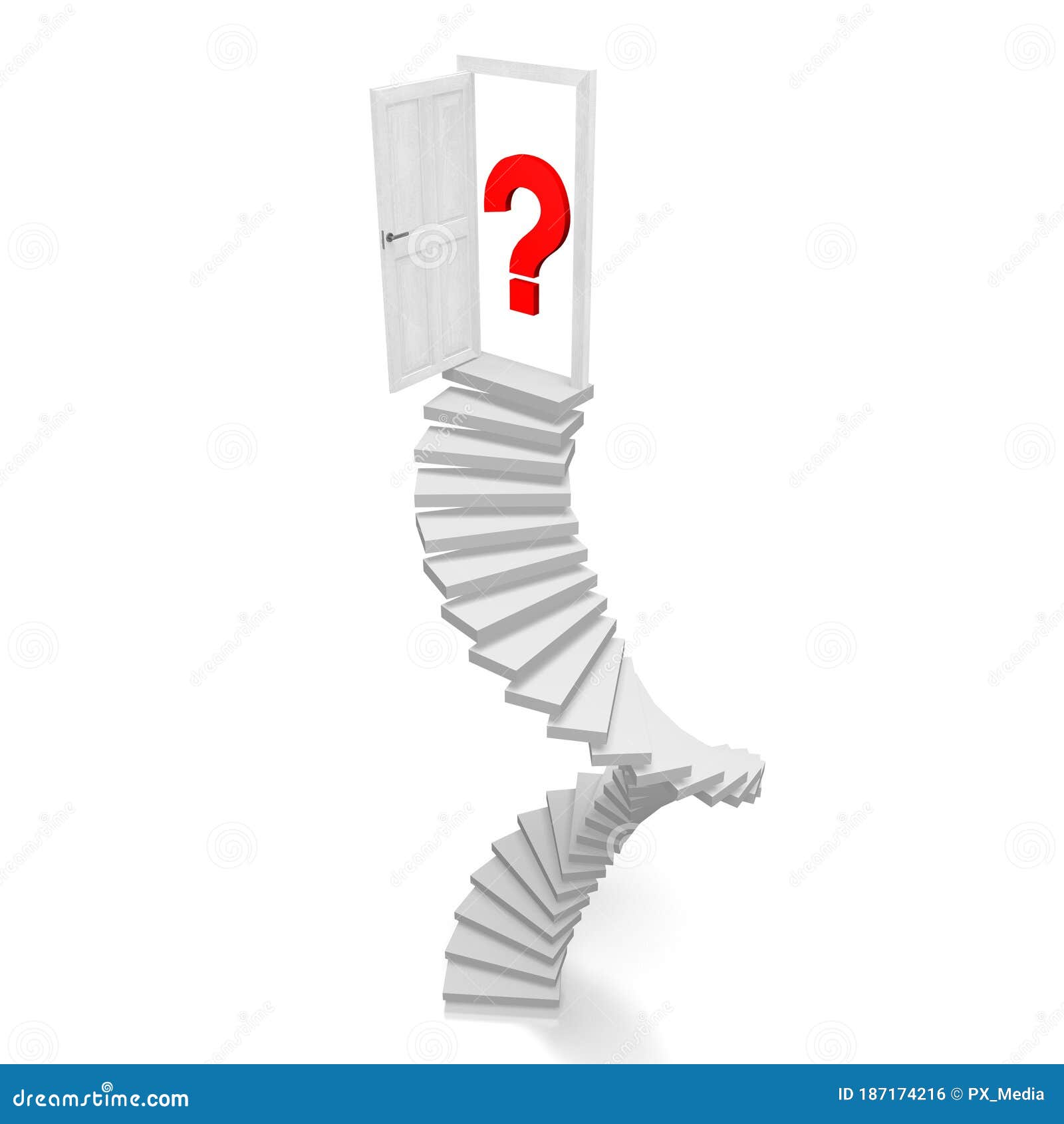 Door, Stairs, Question Mark Concept - 3D Illustration Stock ...