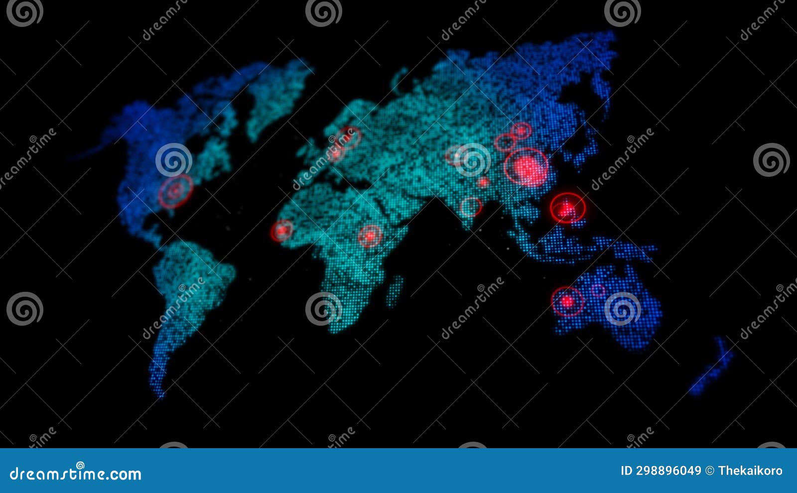 3D Dot World Map with Red Circle Aim Target on the Map Stock ...