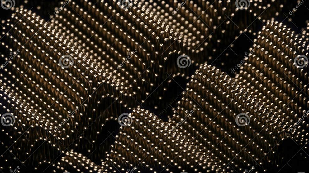 3D Dots Move with Wave Structure. Design. 3D Space with Moving Metal ...