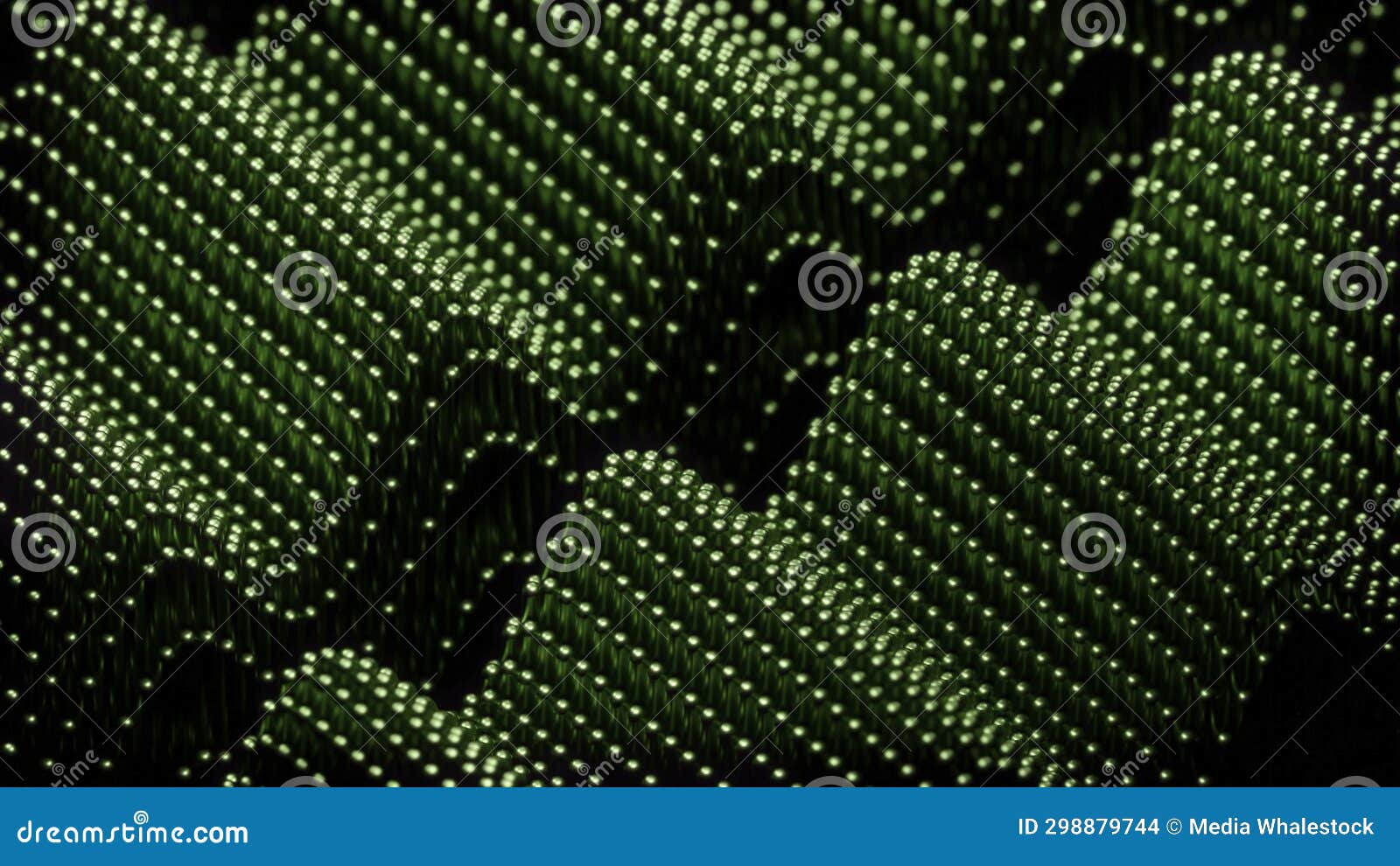 3D Dots Move with Wave Structure. Design. 3D Space with Moving Metal ...