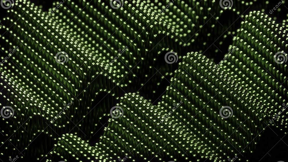 3D Dots Move with Wave Structure. Design. 3D Space with Moving Metal ...