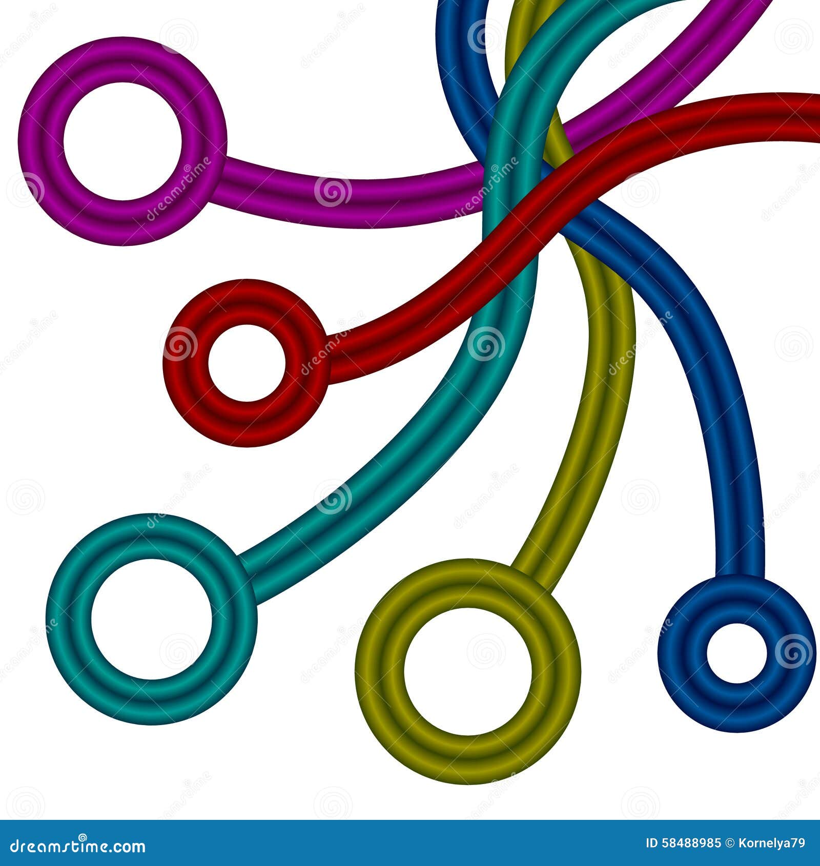 3D Double Multicolor Ropes with Circles Stock Vector - Illustration of ...