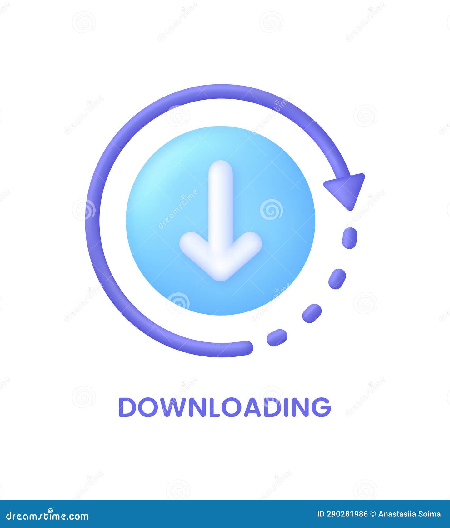 3D Downloading Icon. Load Internet Data Symbol Stock Illustration ...