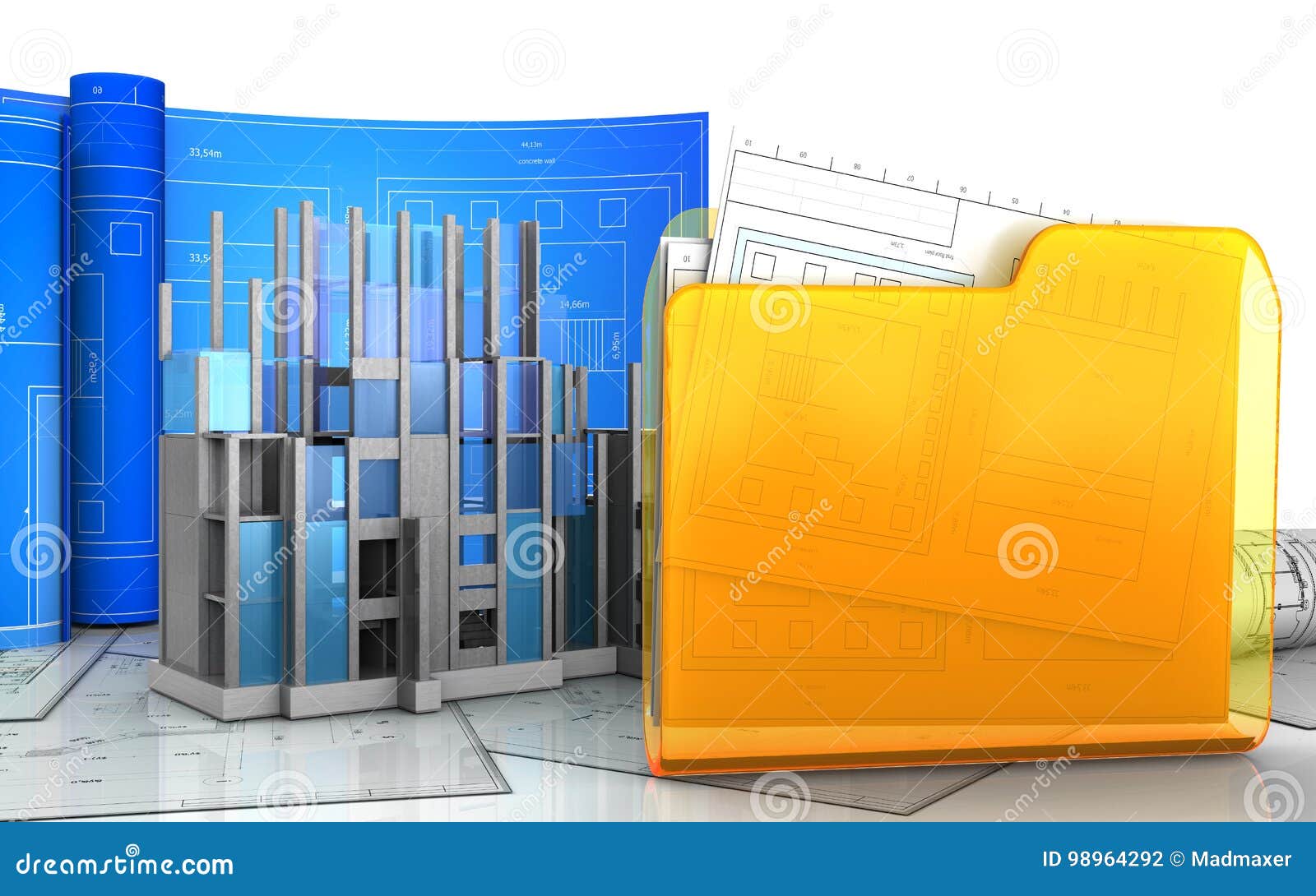 3d drawings rolls stock illustration. Illustration of business - 98964292