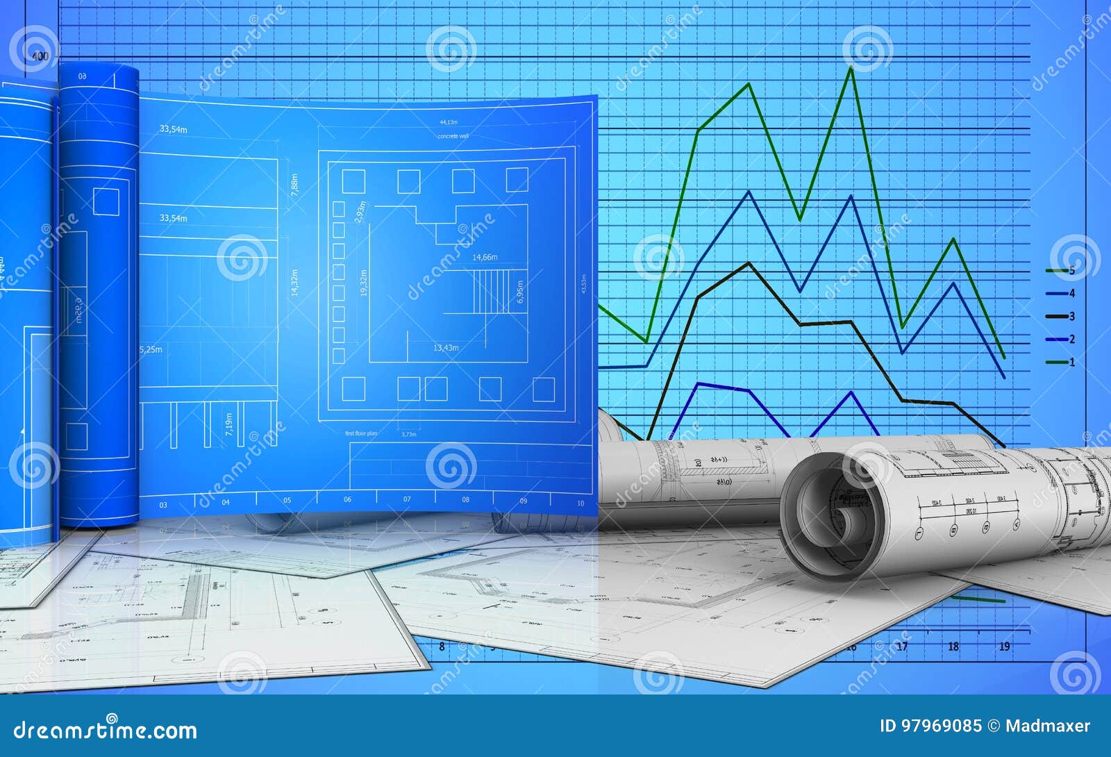 3d drawings rolls stock illustration. Illustration of lines - 97969085