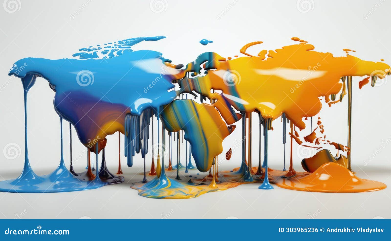 3D Dripping Oil on a Light Background with World Map Stock Illustration ...