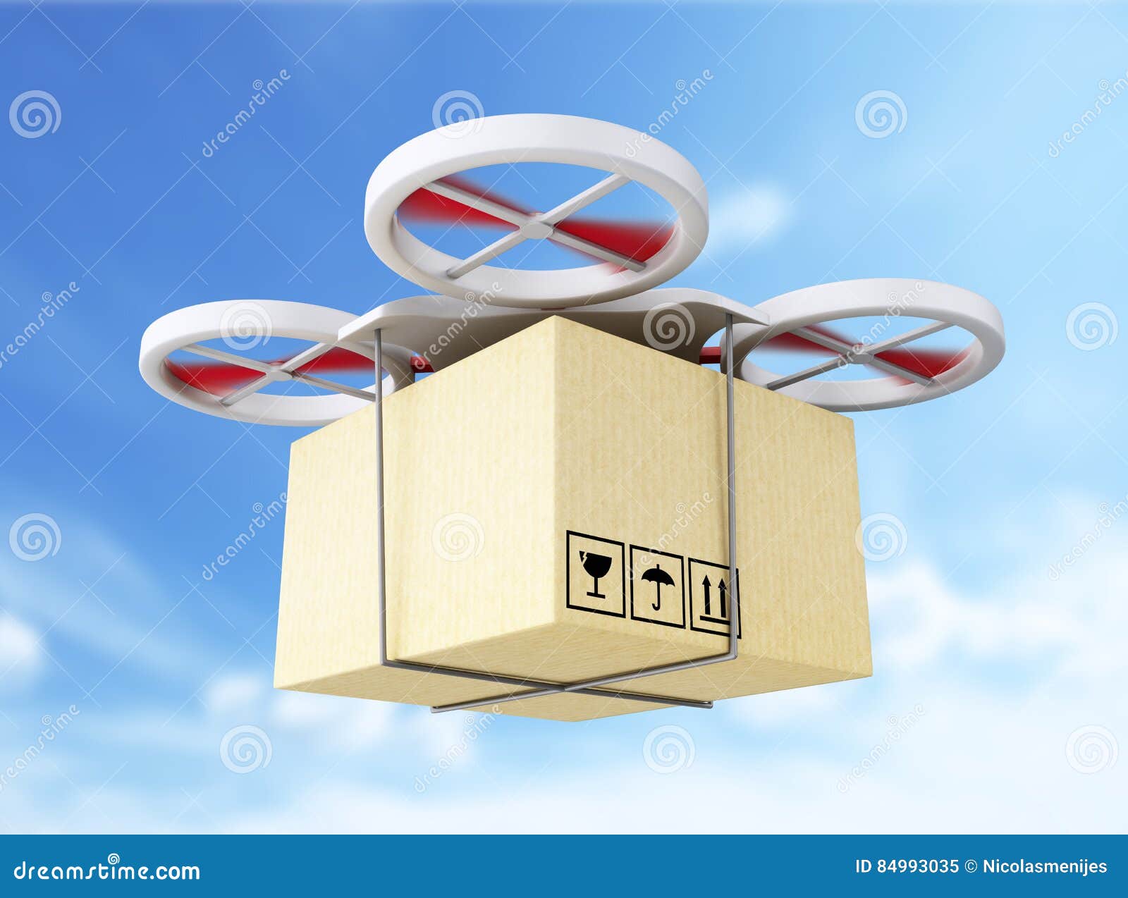 3D Drone Carrying a Cardboard Box. Stock Illustration - Illustration of ...