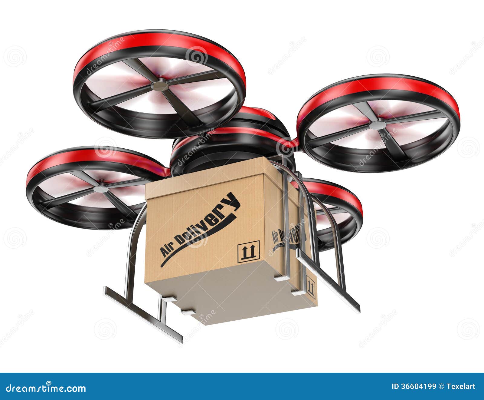 3D Drone Delivering a Package Stock Illustration - Illustration of ...