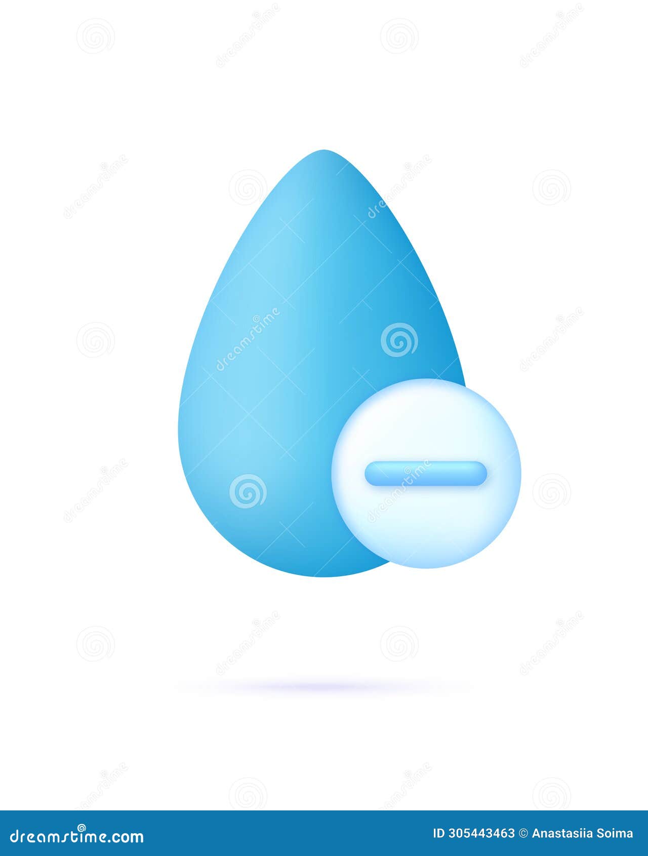 3D Drop Water and Minus Icon. Concept of Water Reduction, Lower Water ...