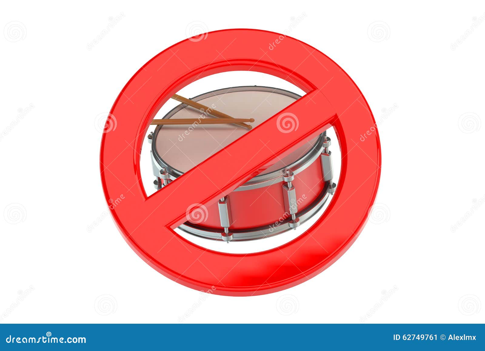 3D Drum and No Sign Icon on White Background Stock Illustration ...