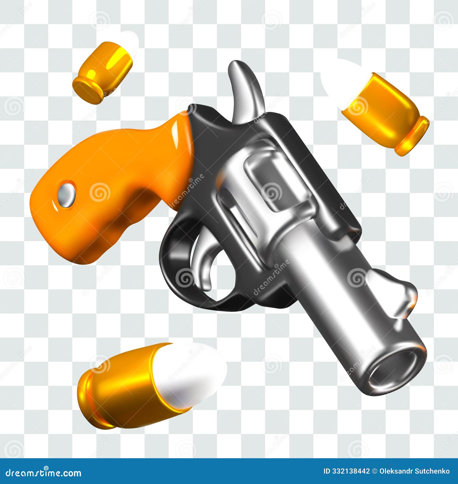 3D Drum Revolver, Bullets in Different Positions. Concept of Shooting ... 3D Drum Revolver, Bullets in Different Positions. Concept of Shooting ...