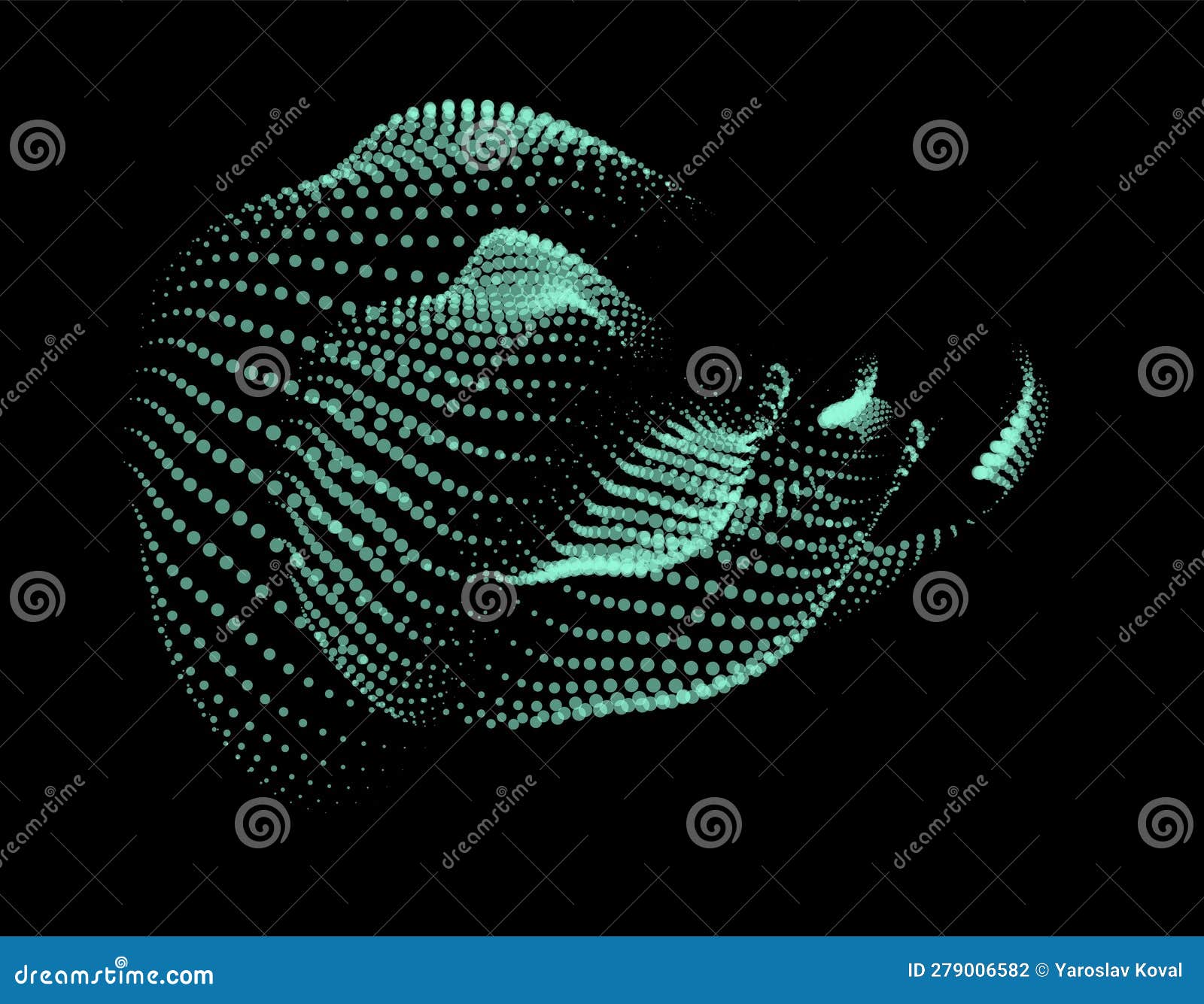 3d Dynamic Node of Big Data Dots Science. Wave Infinity Sinusoid Line ...