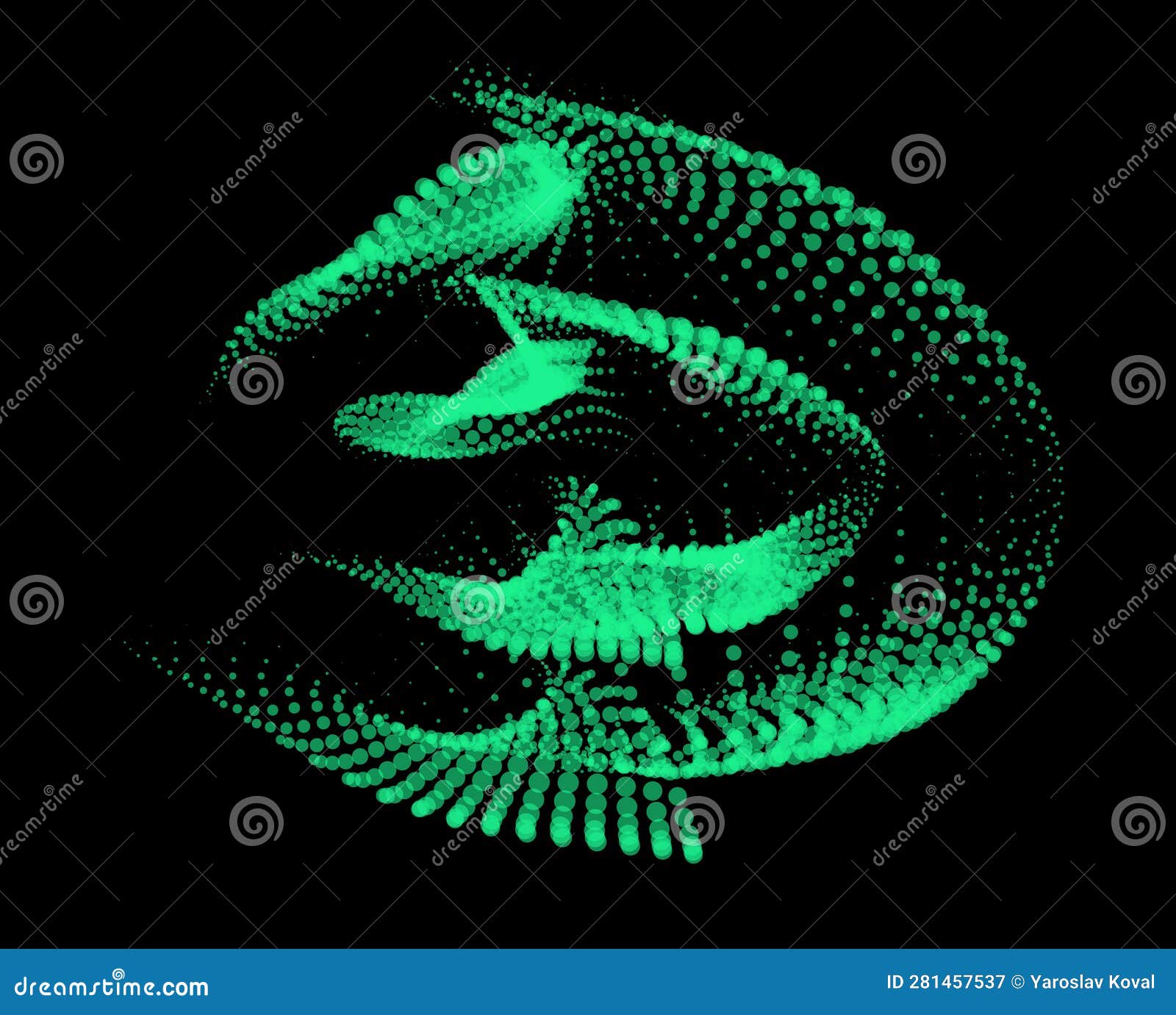 3d Dynamic Node of Big Data Dots Science. Wave Infinity Sinusoid Line ...