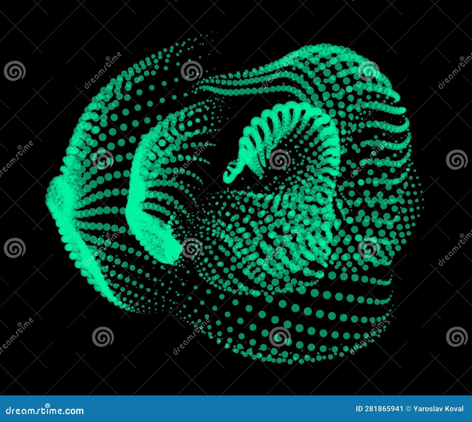 3d Dynamic Node of Big Data Dots Science. Wave Infinity Sinusoid Line ...