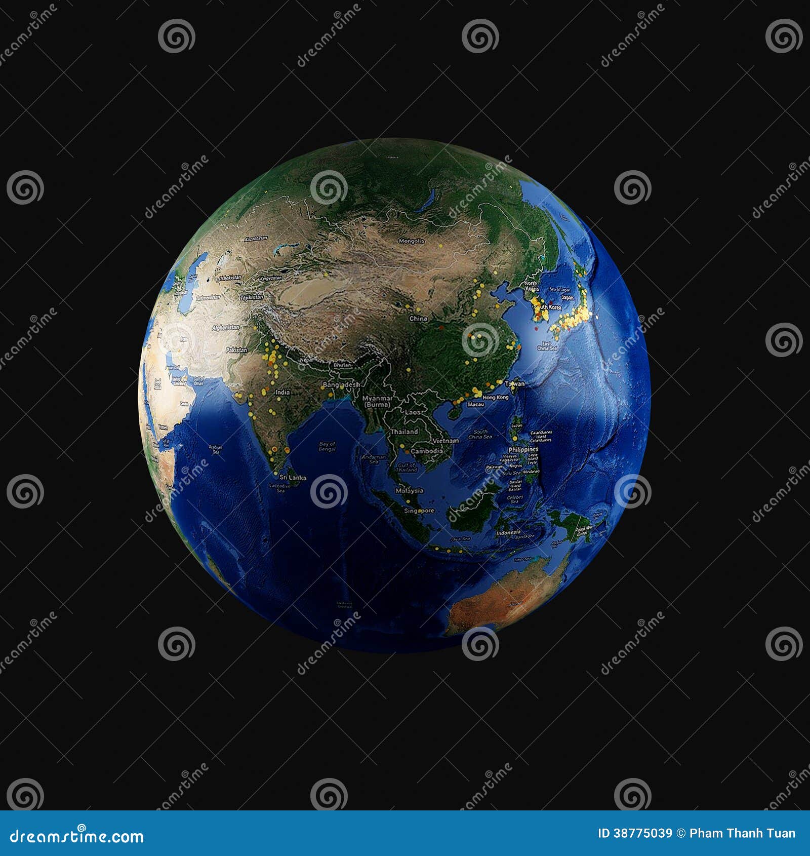 3D earth (asia) stock illustration. Illustration of single - 38775039