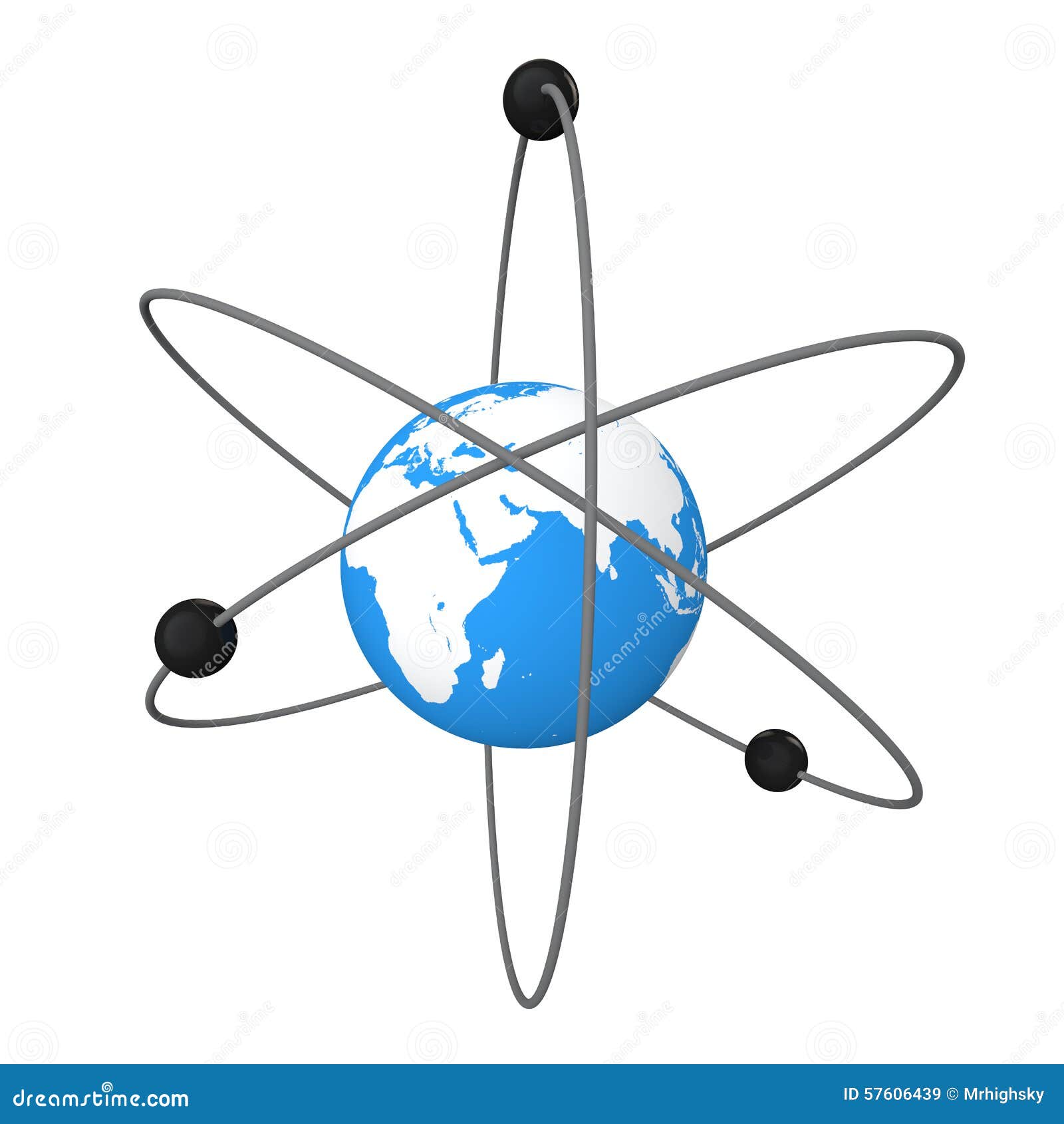 3d Earth in atom symbol stock illustration. Illustration of icon - 57606439