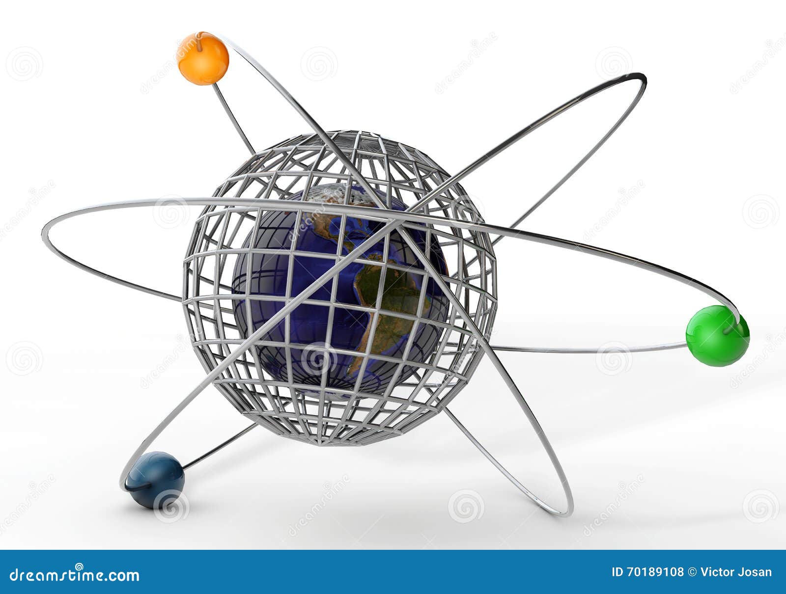 3d Earth in the Atome on a White Background Stock Illustration ...
