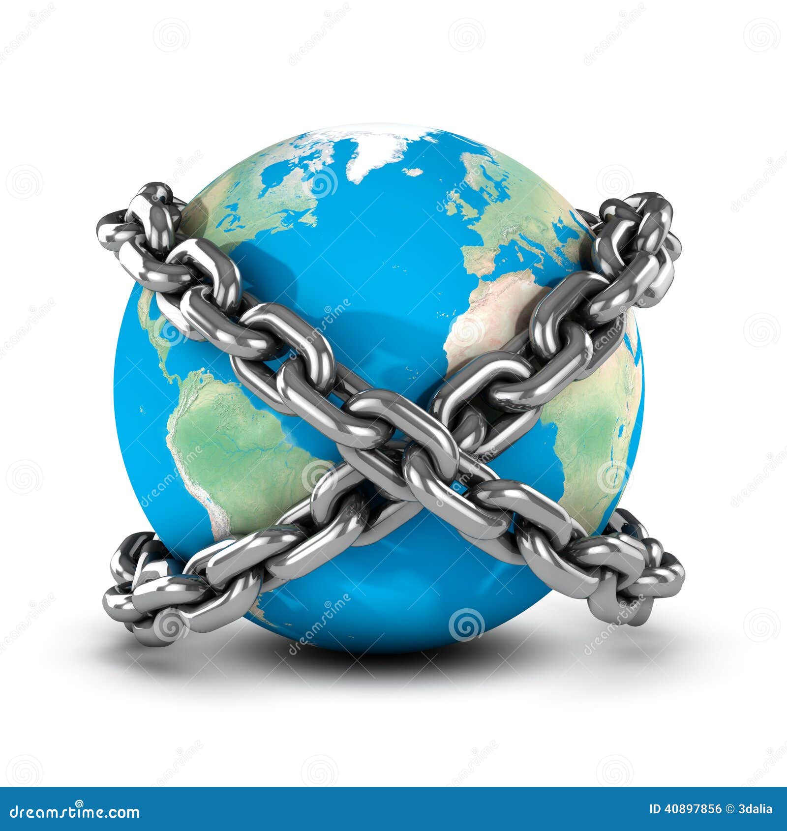 3d Earth bound by chains stock vector. Illustration of restriction ...