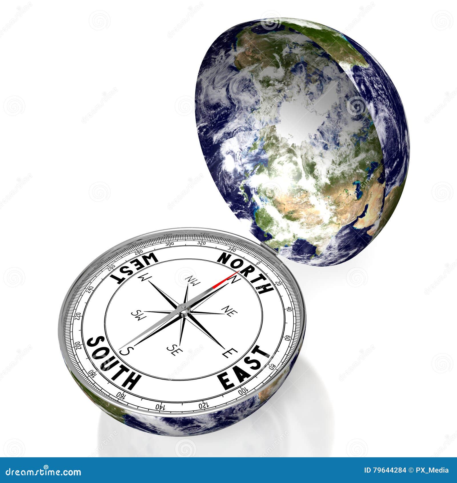 3D Earth, compass concept stock illustration. Illustration of white ...
