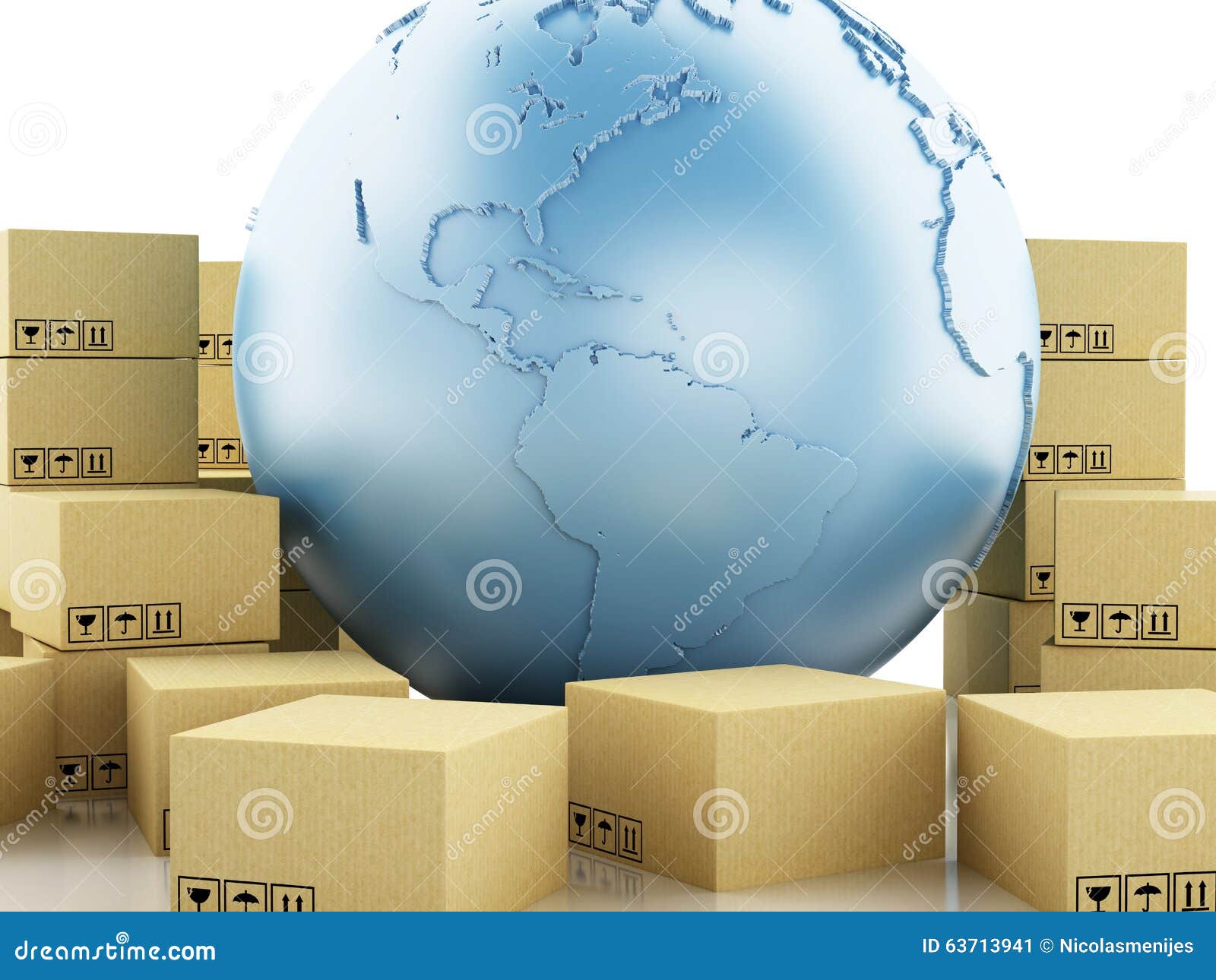 3d Earth Globe With Cardboard Boxes. Stock Illustration | CartoonDealer ...