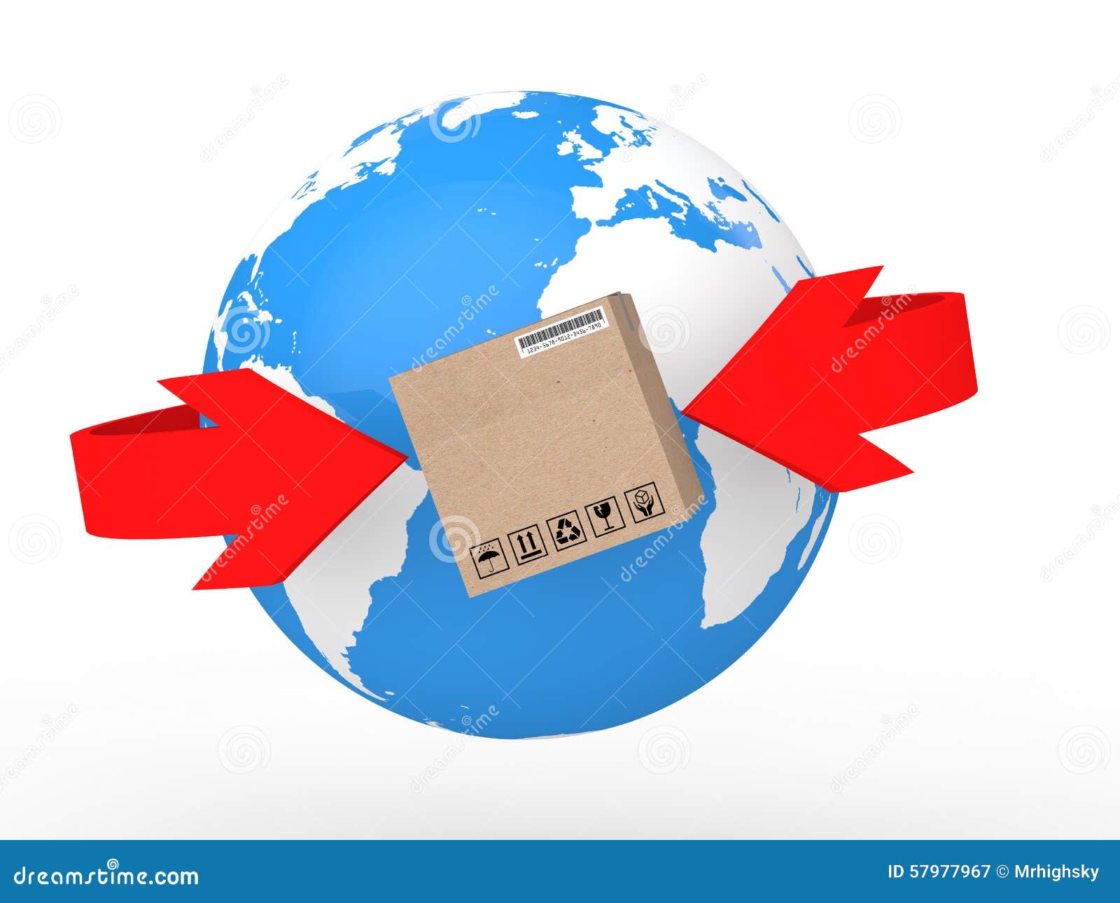 3d Earth Globe And Carton Box In Arrows Royalty-Free Stock Photo ...