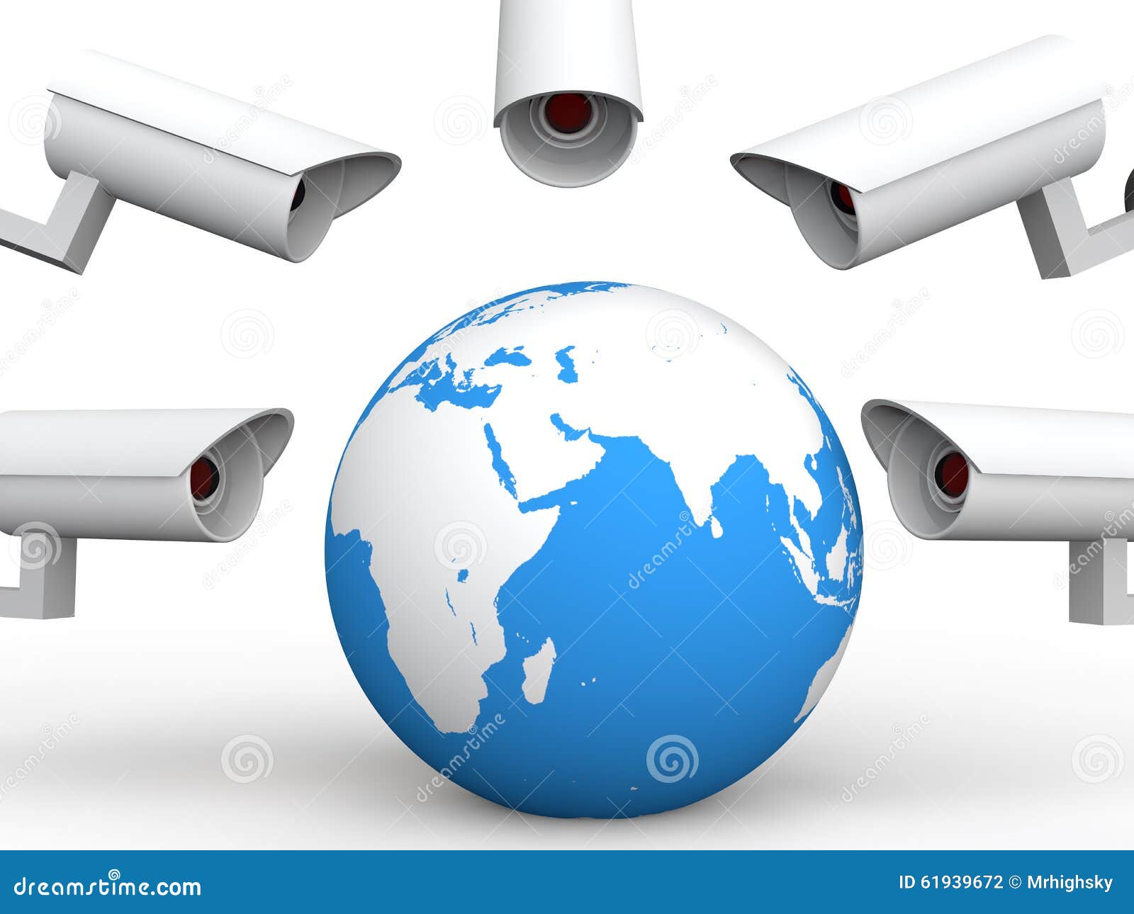 3d Earth Globe with Surveillance Cameras Stock Illustration ...