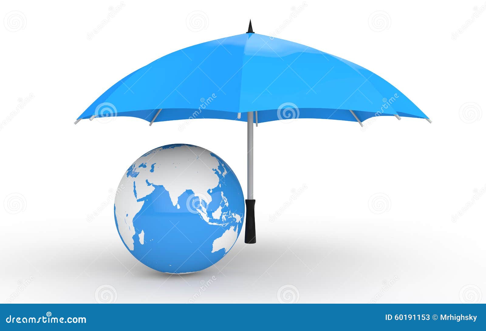 3d Earth Globe Under Umbrella Stock Illustration - Illustration of ...