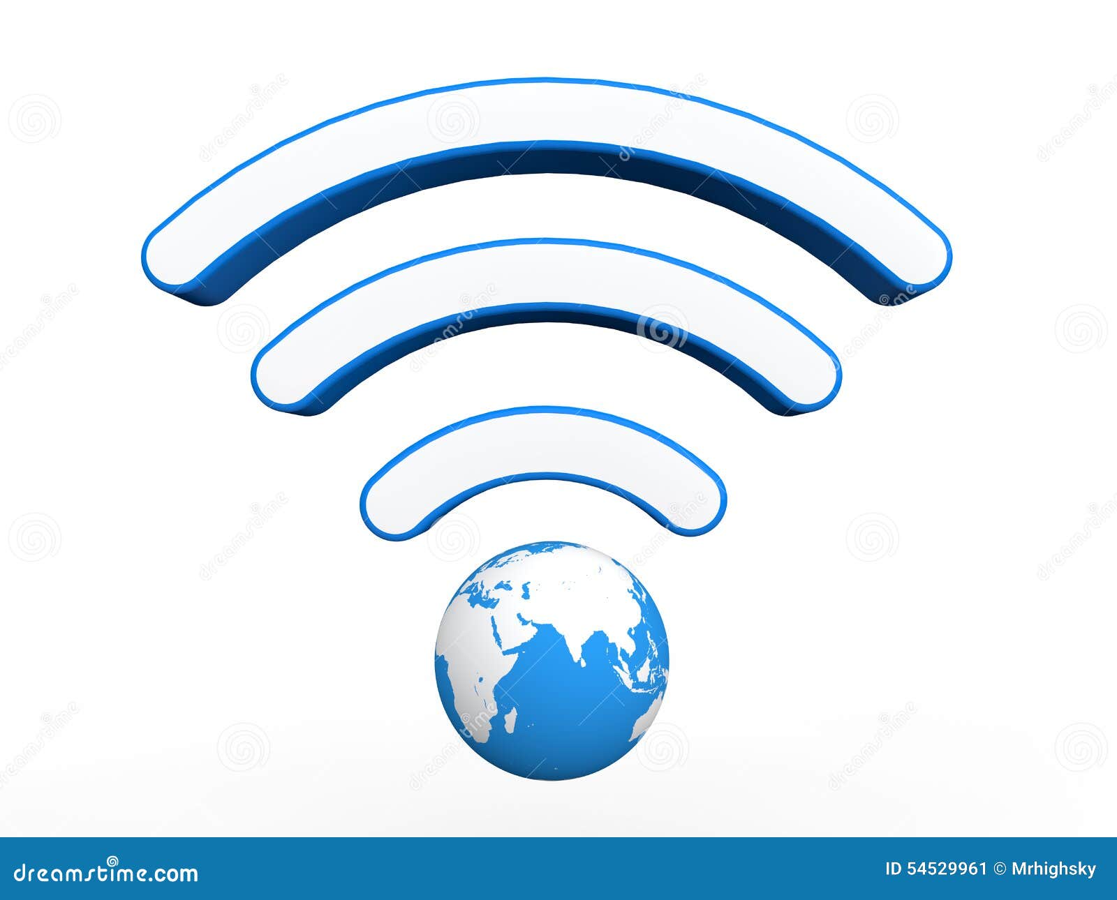 3D Earth Globe with Wifi Signals Stock Illustration - Illustration of ...