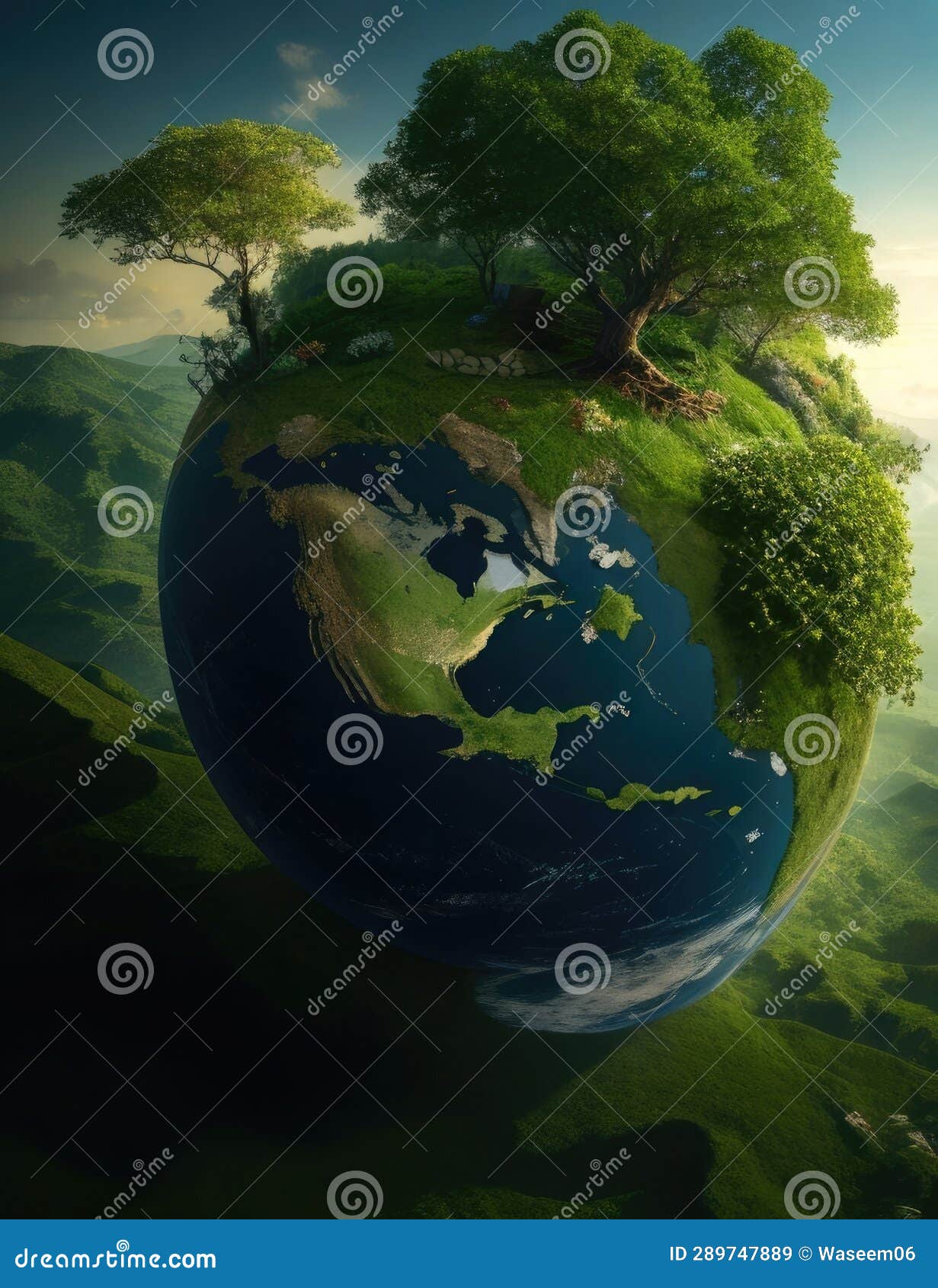 3d Earth with Lush Nature and Trees Stock Image - Image of sustainable ...
