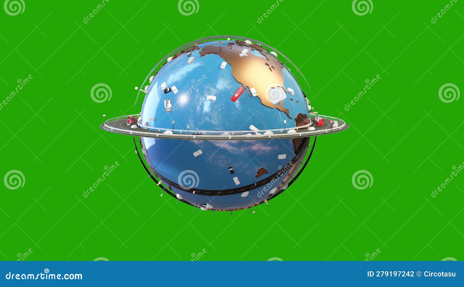 3d Earth with Traffic Revolving, Pollution Concept, Loop, Green Screen ...