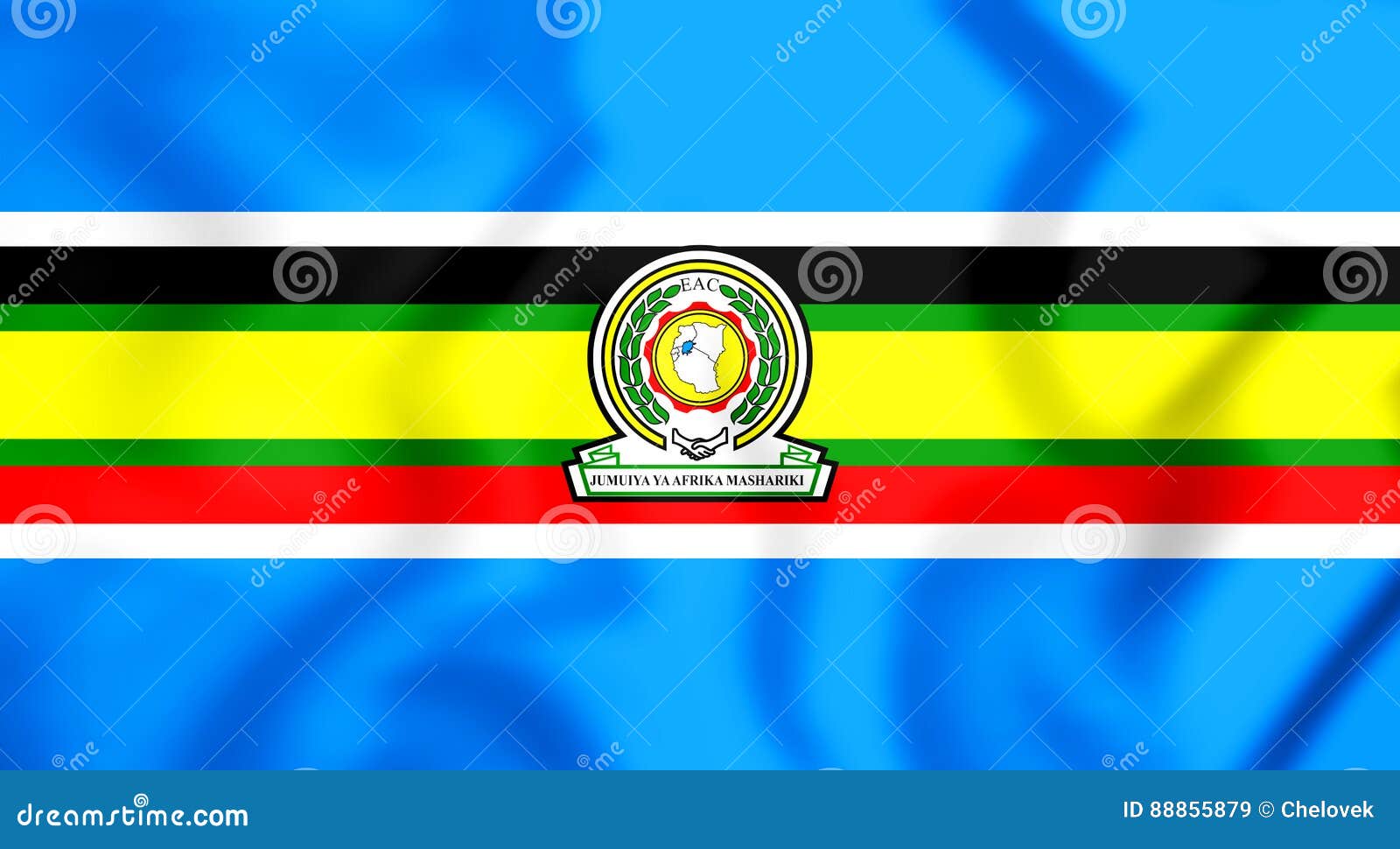 3D East African Community Flag. Stock Illustration - Illustration of ...