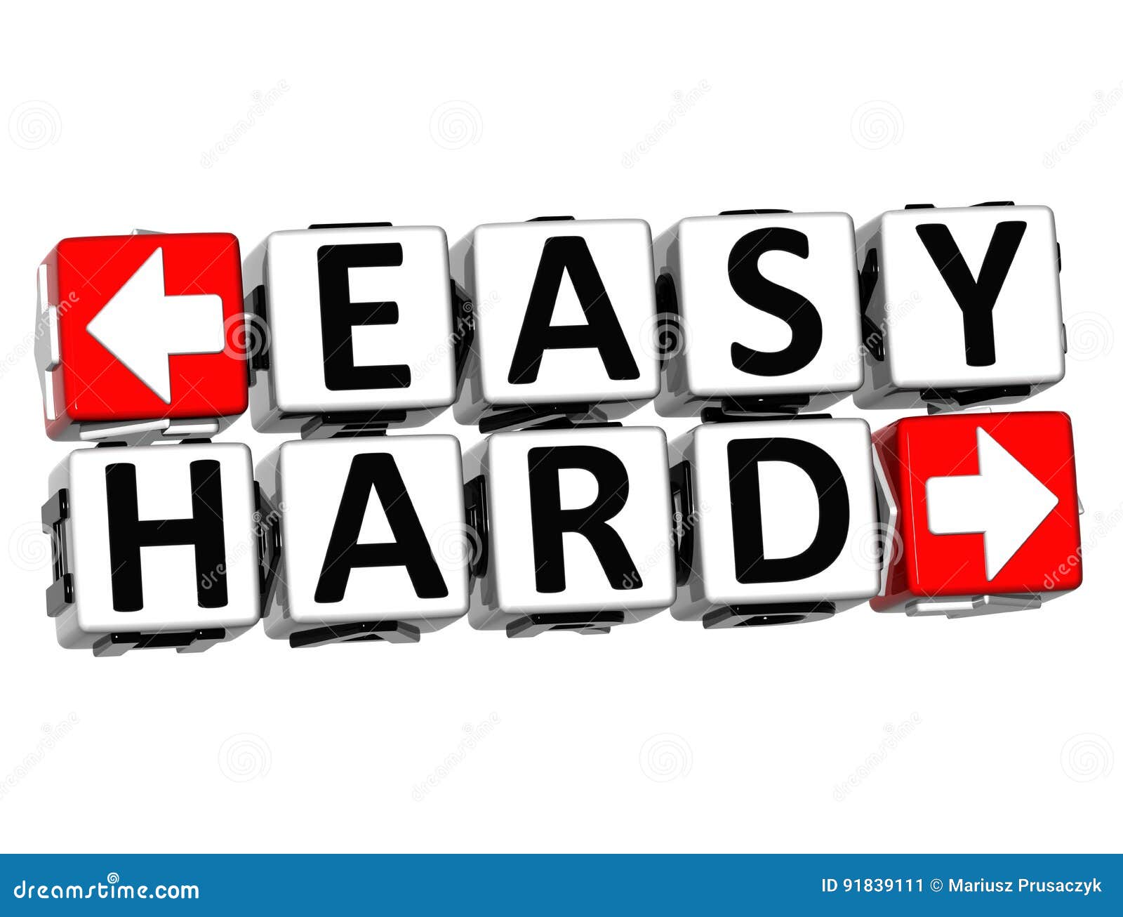 Easy And Hard Way Directions Sign Isolated On White Background. The ...