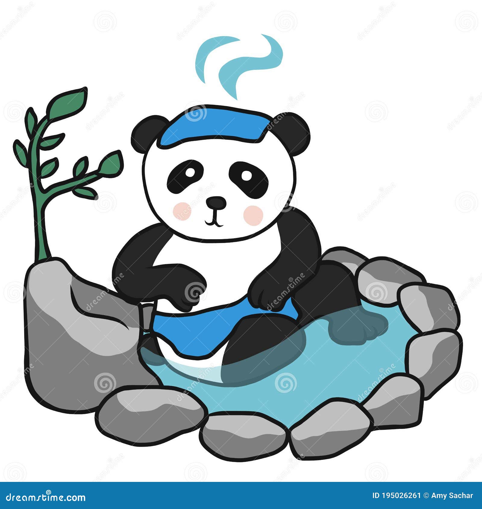 Japanese Onsen Icons Set. People Enjoying Hot Springs Bath Relaxing In ...