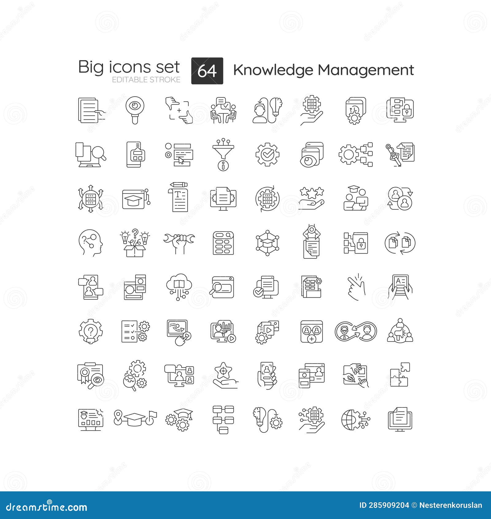 Black Big Line Icon Set for Knowledge Management Stock Vector ...