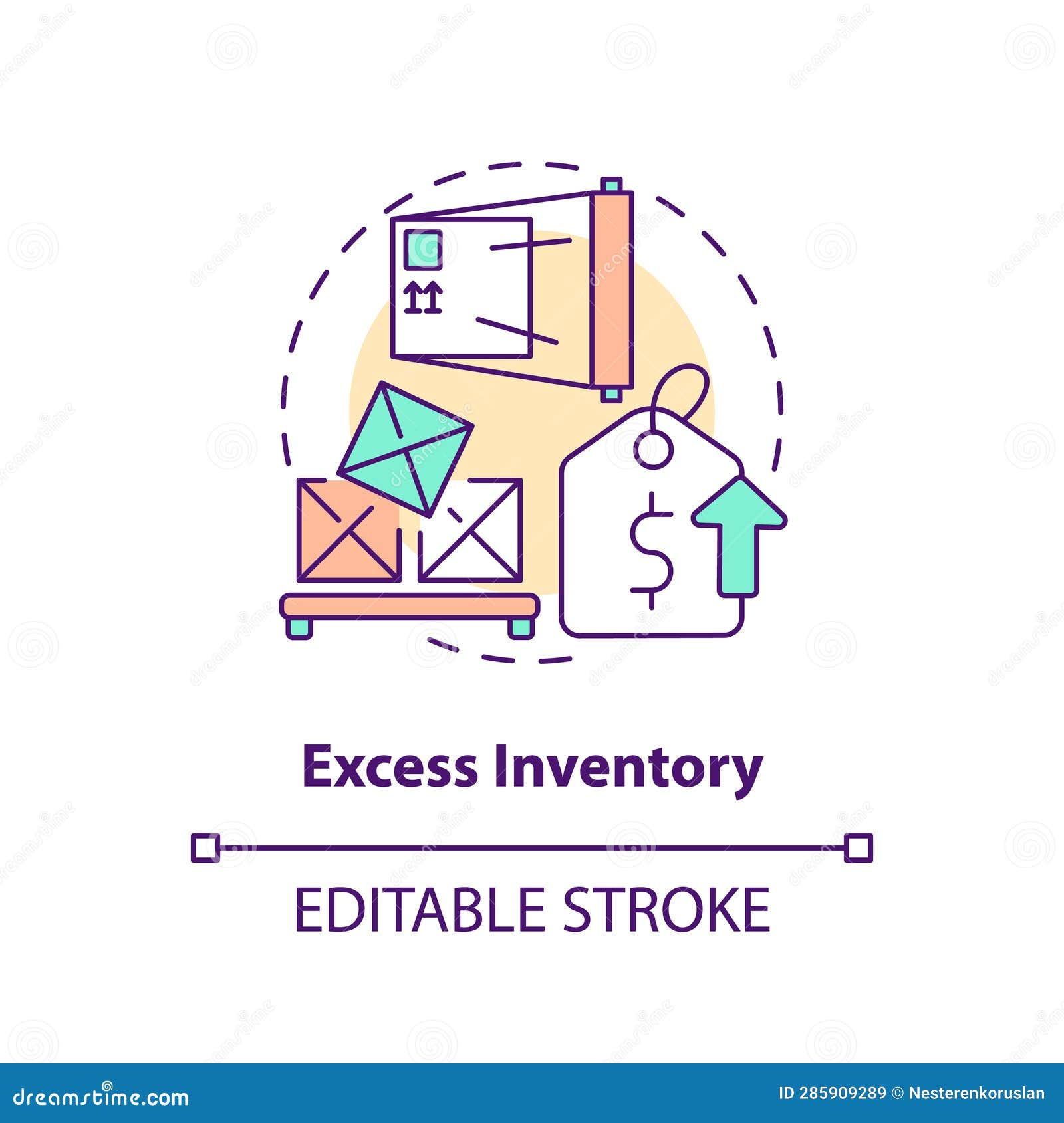 2D Customizable Excess Inventory Line Icon Concept Stock Illustration ...