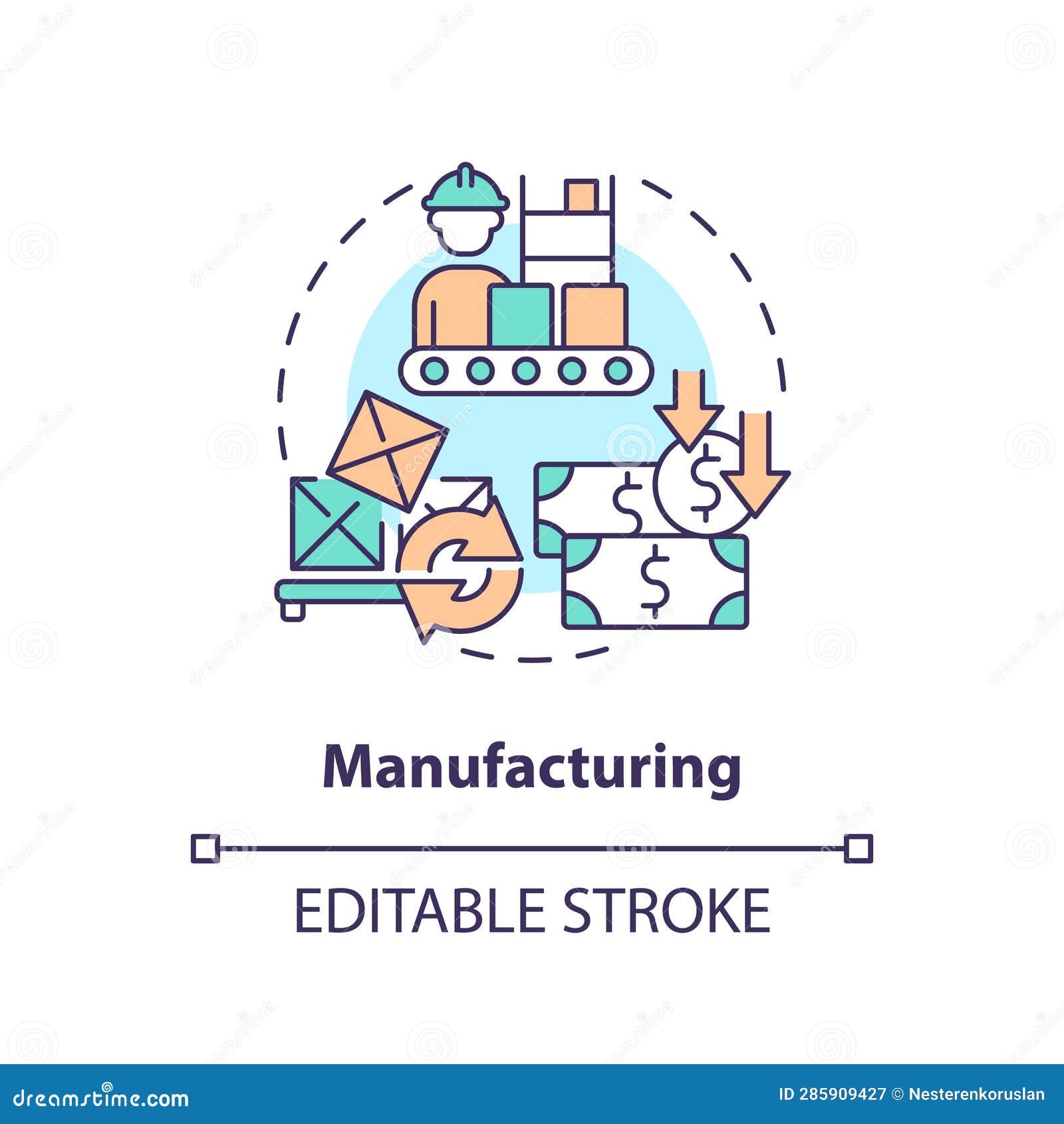 2D Customizable Manufacturing Line Icon Concept Stock Vector ...