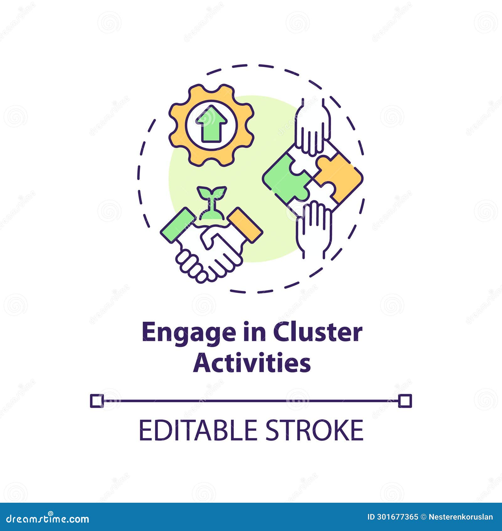 Thin Line Colorful Engage in Cluster Activities Icon Concept Stock ...