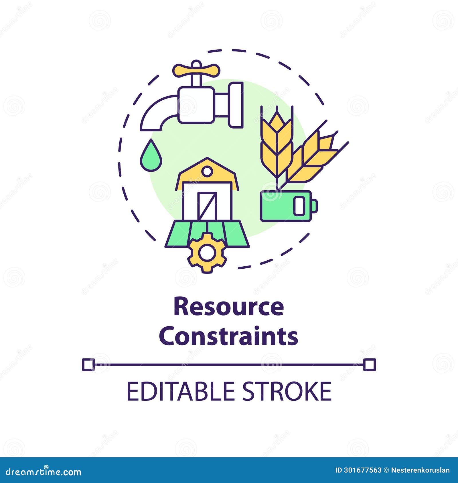 Thin Line Colorful Resource Constraints Icon Concept Stock Vector ...