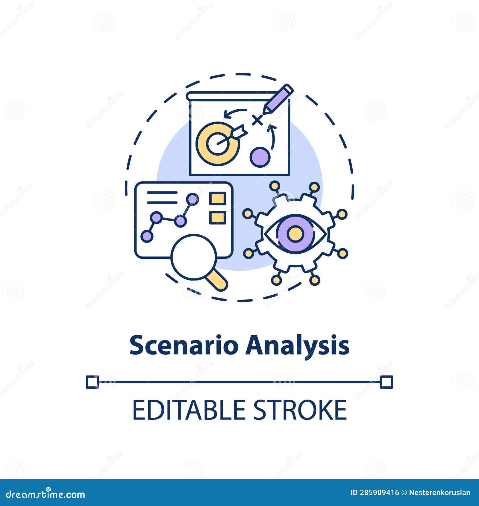 2D Customizable Scenario Analysis Line Icon Concept Stock Illustration ...