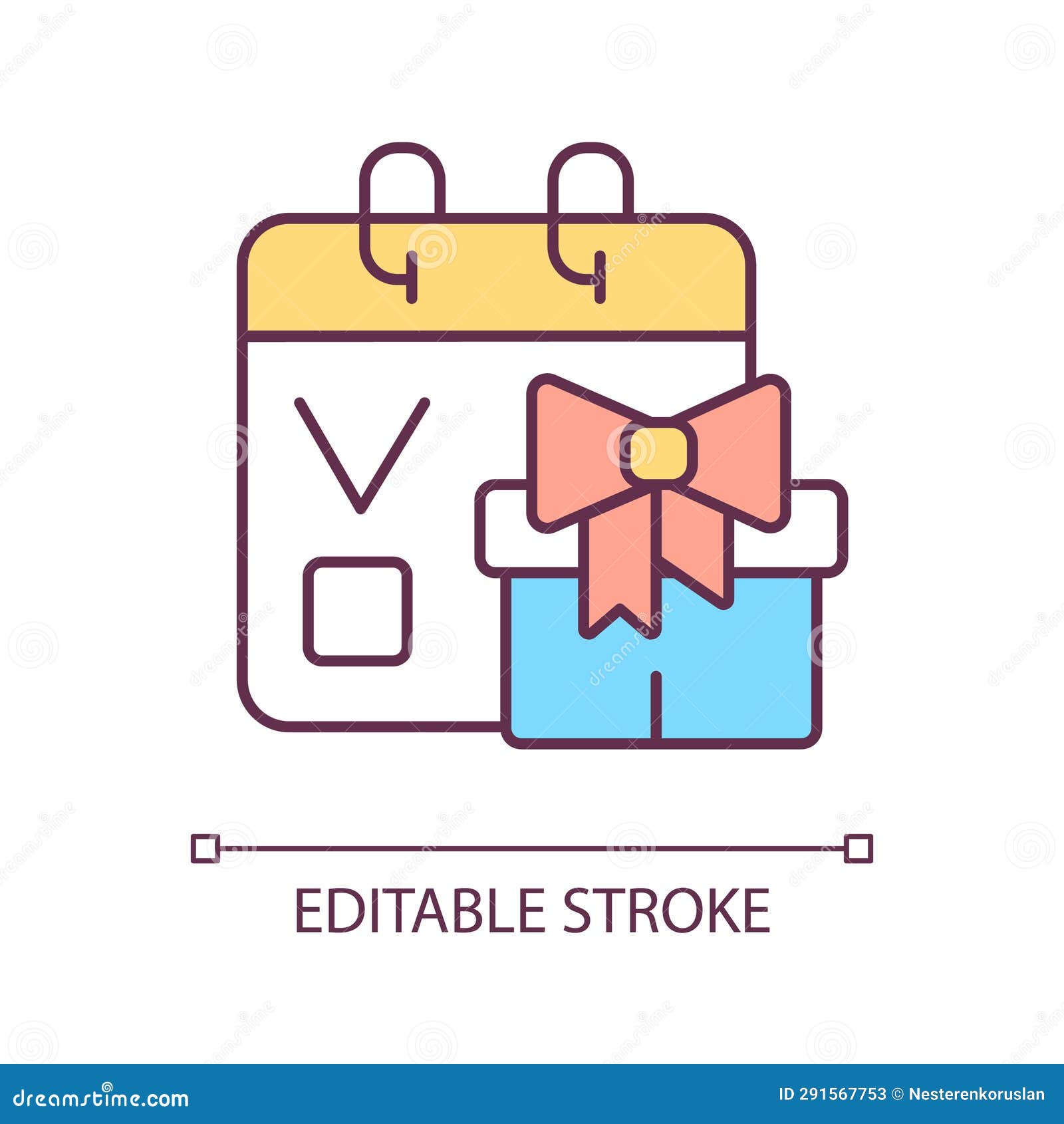 2D Thin Linear Colorful Schedule Icon Stock Vector - Illustration of ...