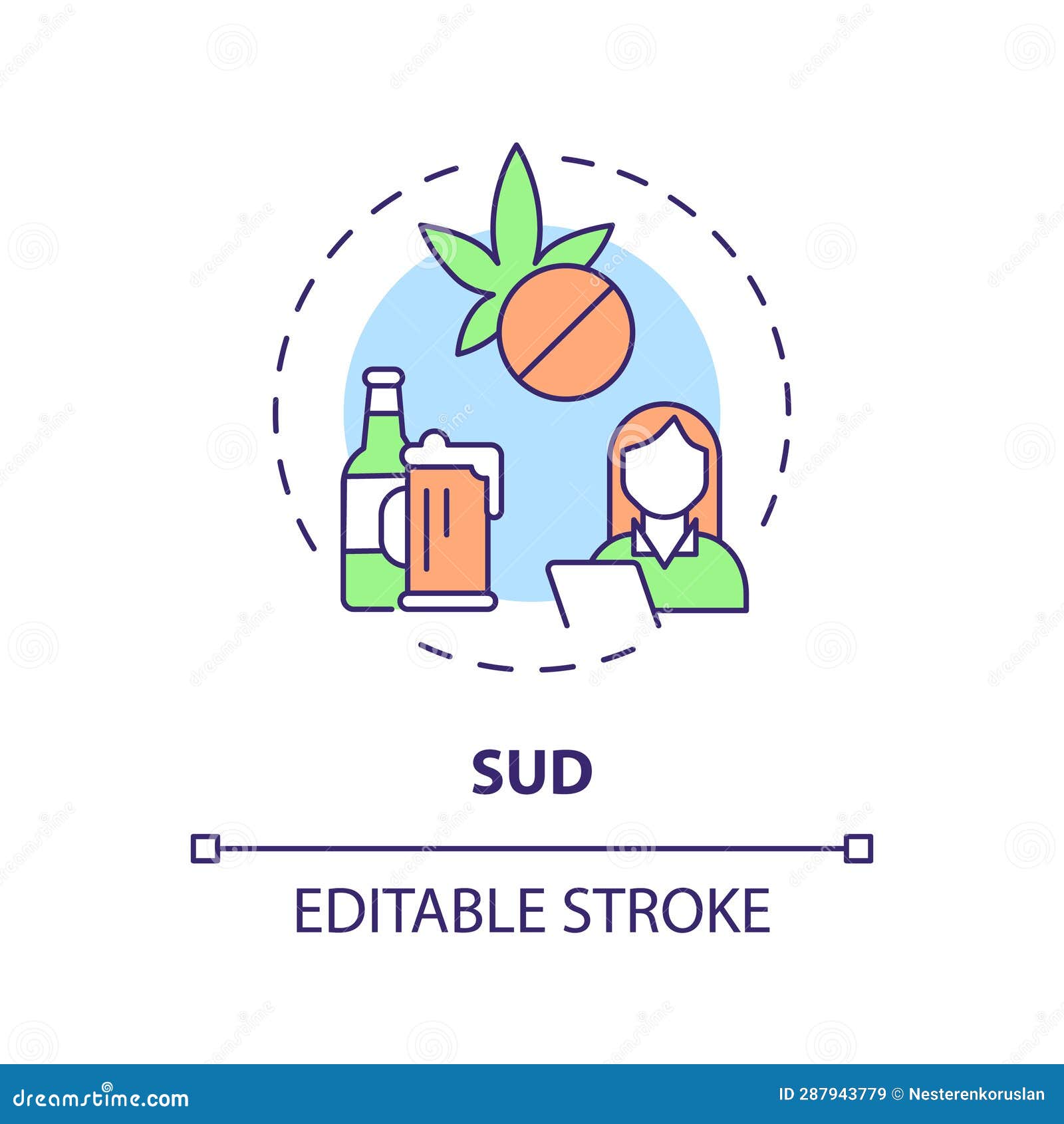 2D Customizable SUD Line Icon Concept Stock Vector - Illustration of ...